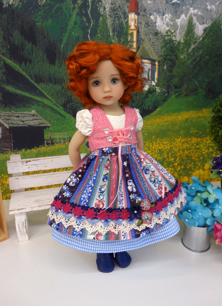 Alpine Miss - dirndl ensemble with tights & boots for Little Darling D ...