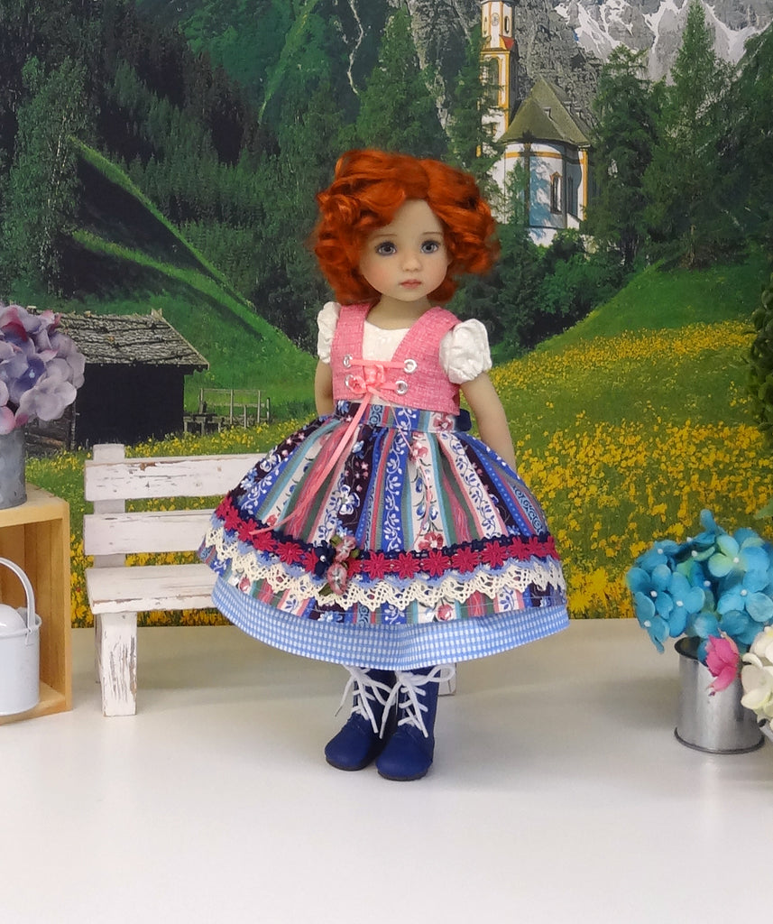 Alpine Miss - dirndl ensemble with tights & boots for Little Darling D ...