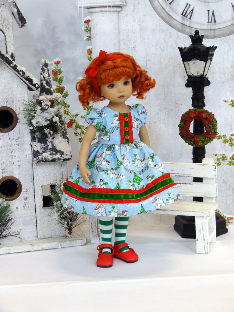 Snowman Antics - dress, tights & shoes for Little Darling Doll or 33cm ...